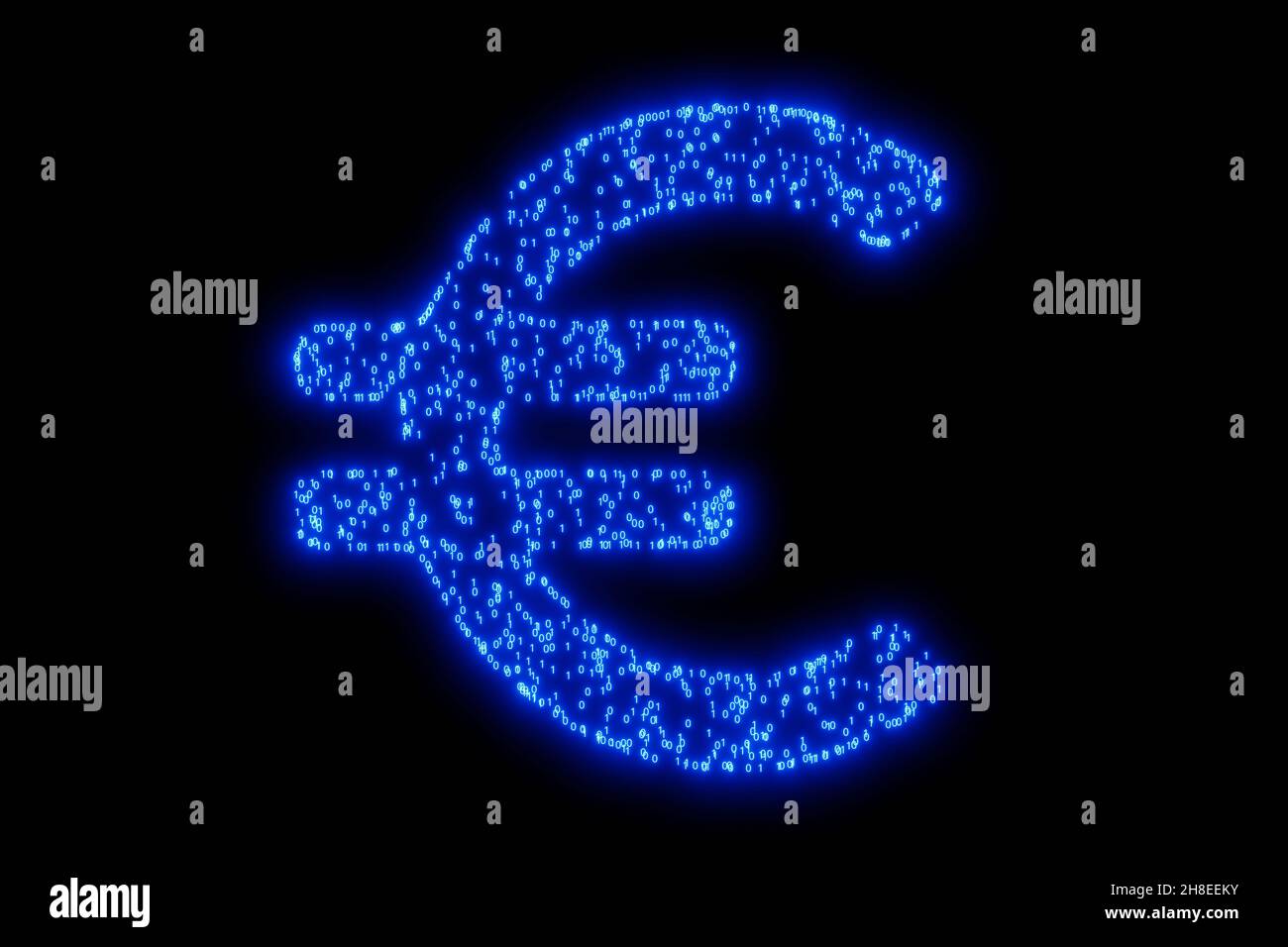 Euro shape made from ones and zeros. Conceptual illustration of ...