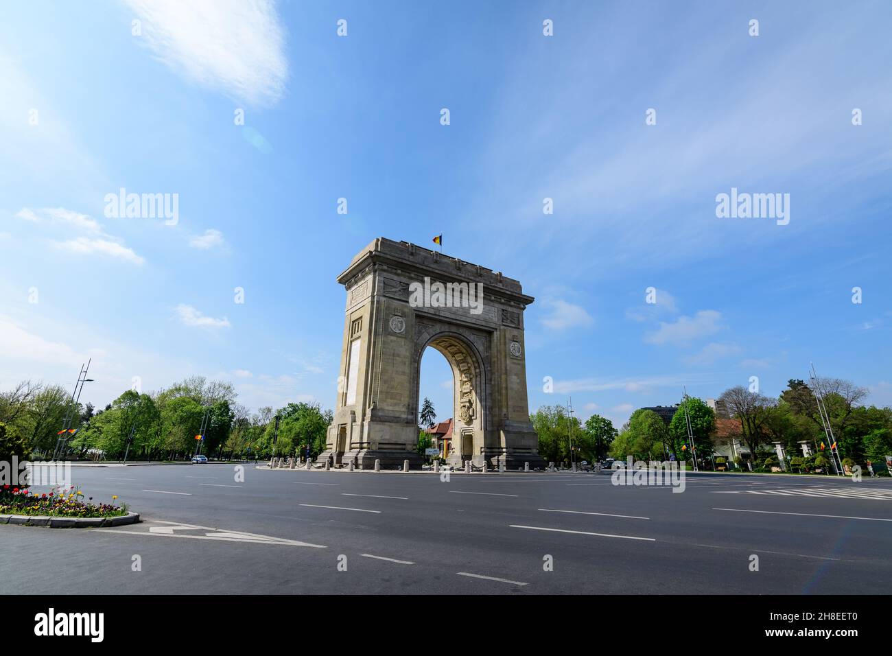 Bucharest, Romania, 30 April 2021: Arcul de Triumf (The Arch Of Triumph ...