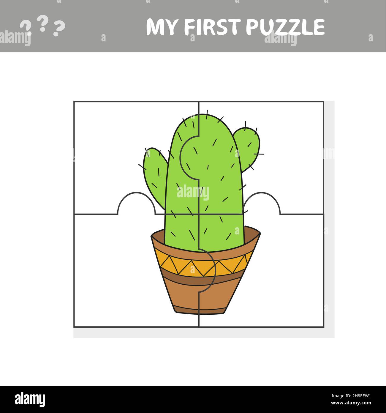 Easy educational paper game for kids. Simple kid Jigsaw puzzle with ...