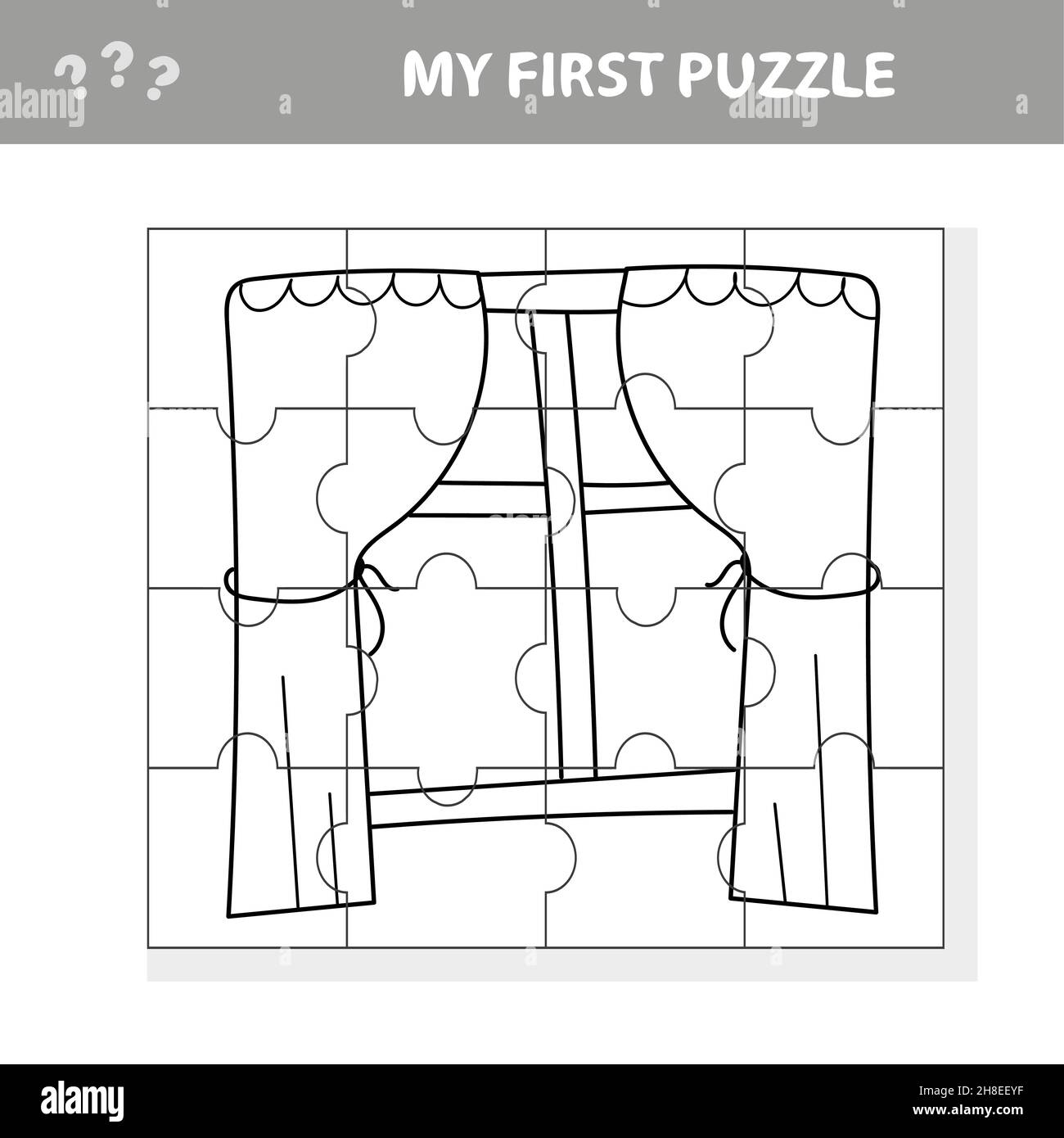 Vector illustration. Game for preschool kids. Jigsaw puzzle with window ...