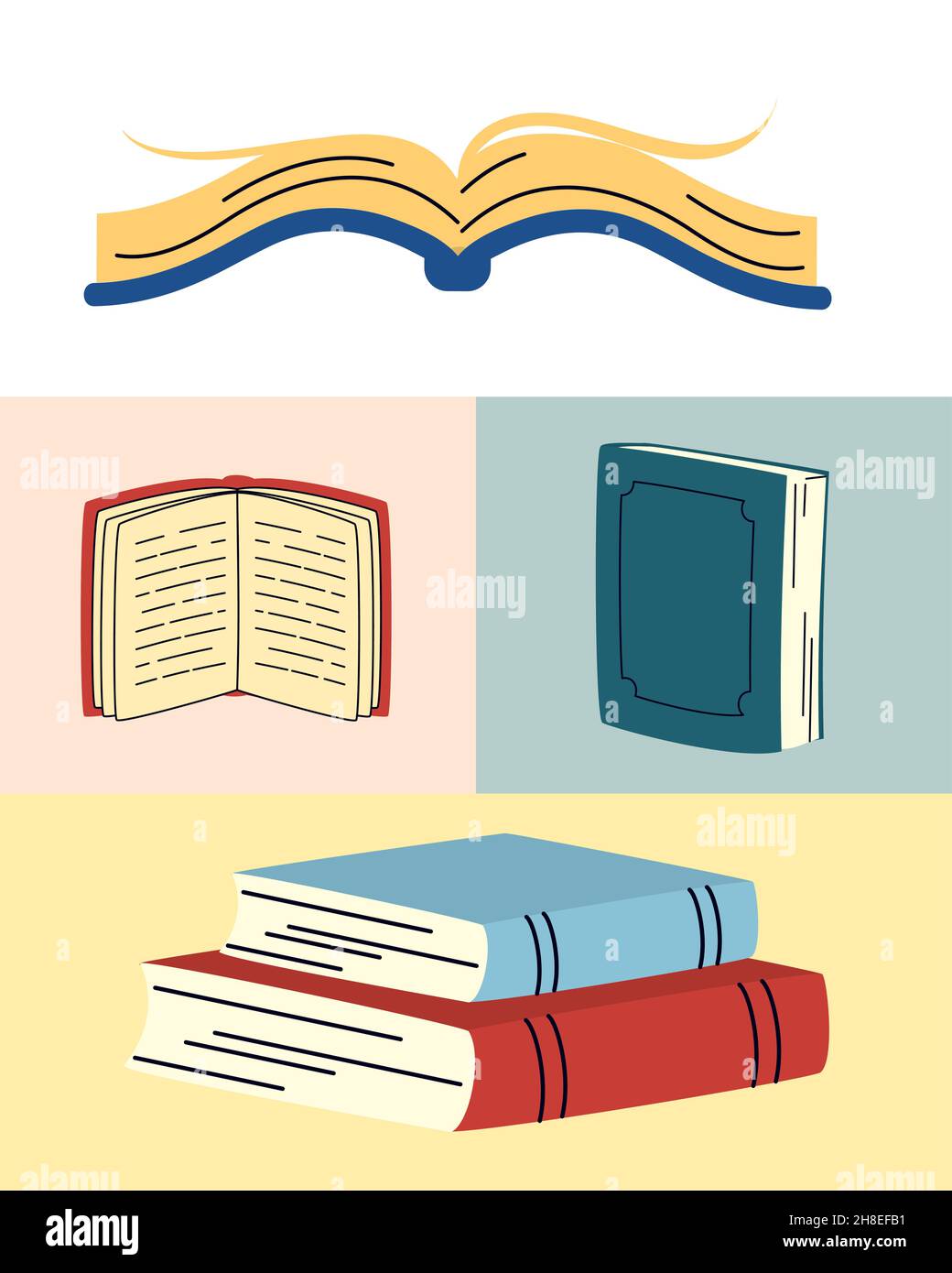 cartoon books icon set design Stock Vector Image & Art - Alamy