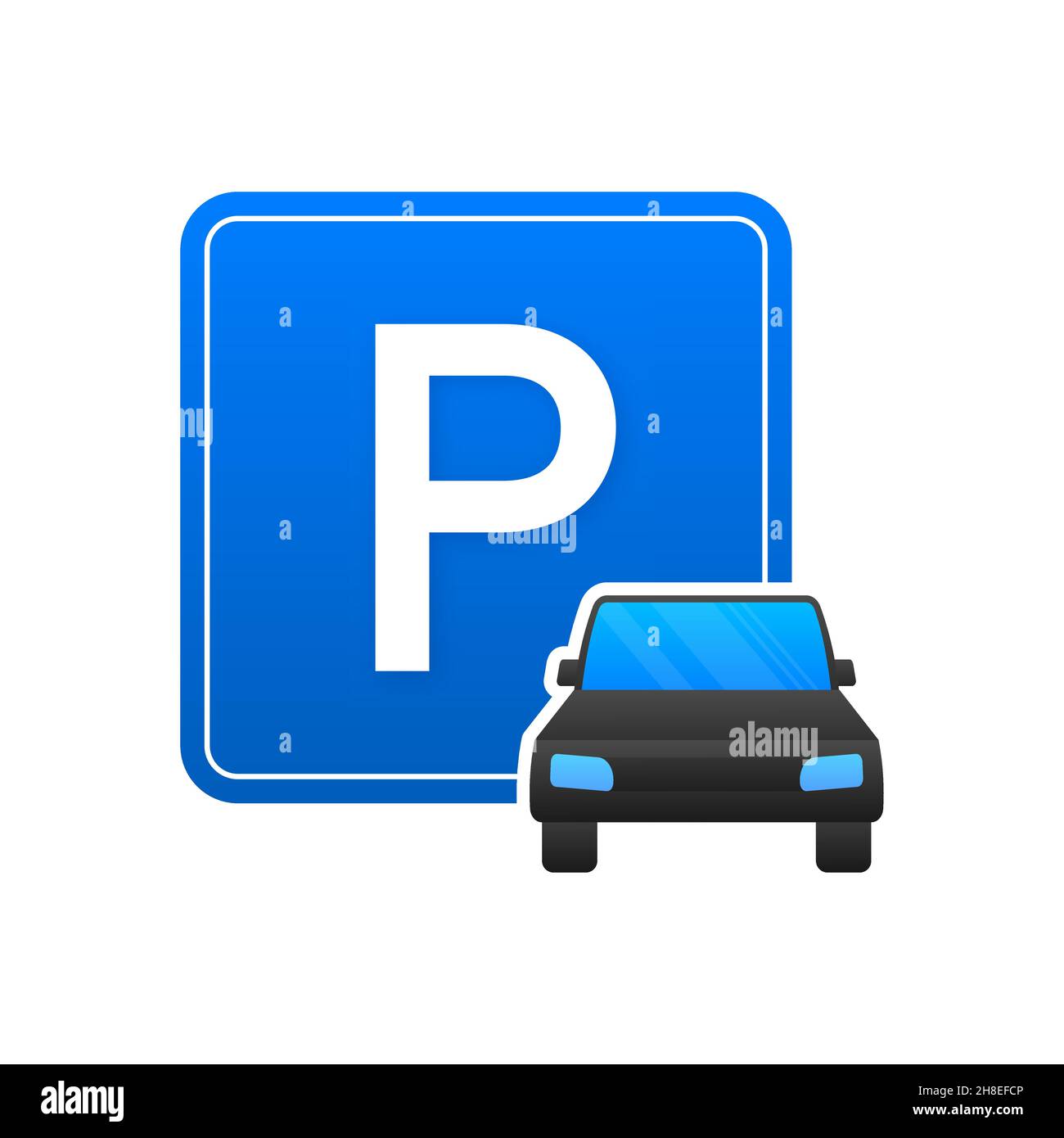 Template with blue parking. Logo, icon, label. Parking on white ...