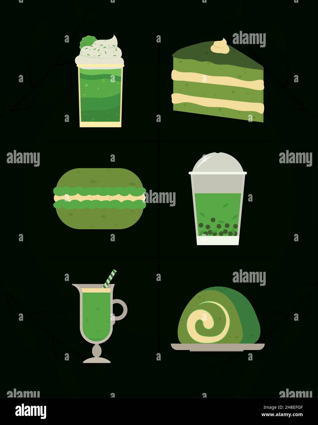 matcha food icon set design Stock Vector Image & Art - Alamy