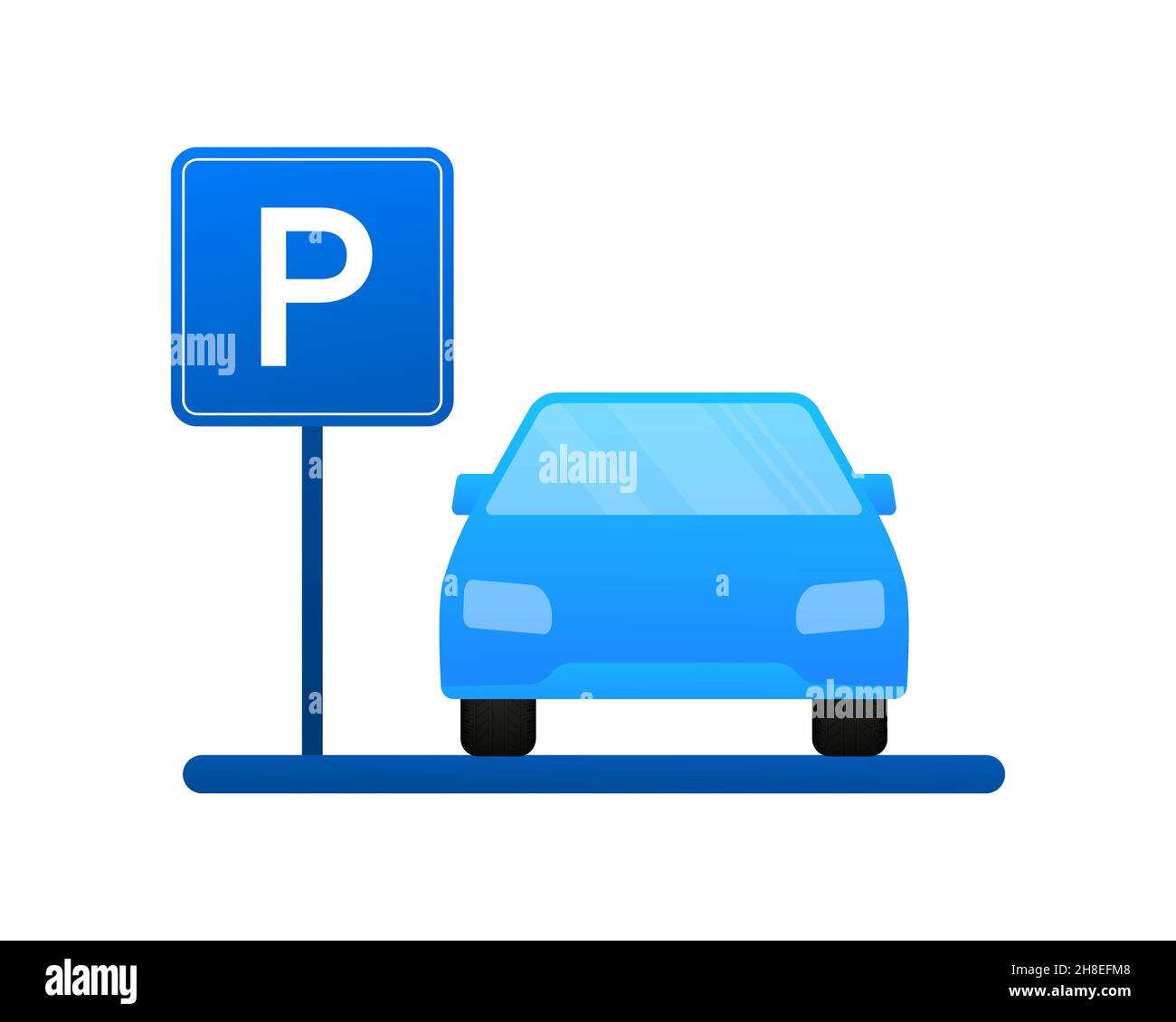 Template with blue parking. Logo, icon, label. Parking on white ...