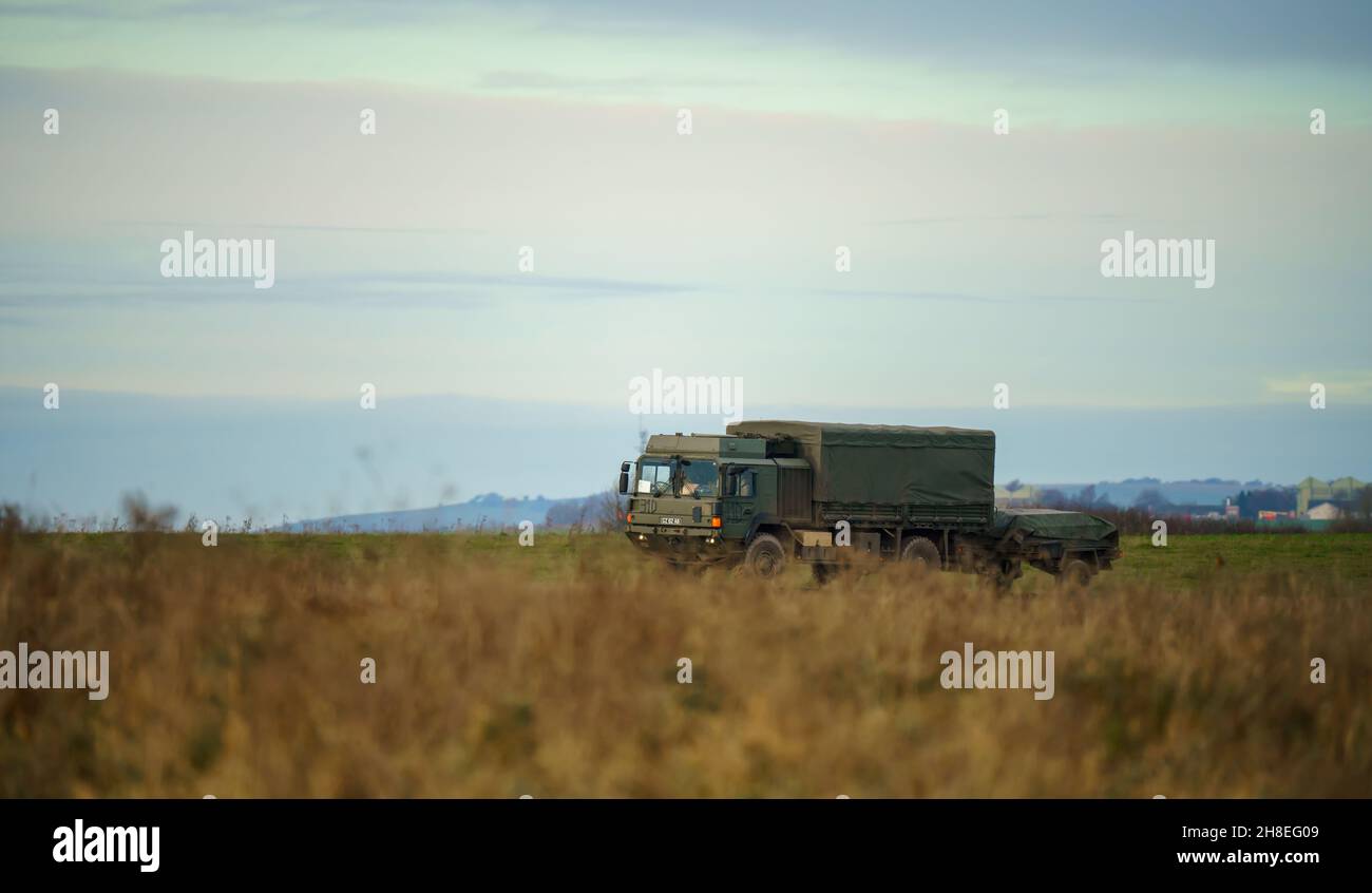 side profile of a British army MAN SV 4x4 logistics vehicle with ...