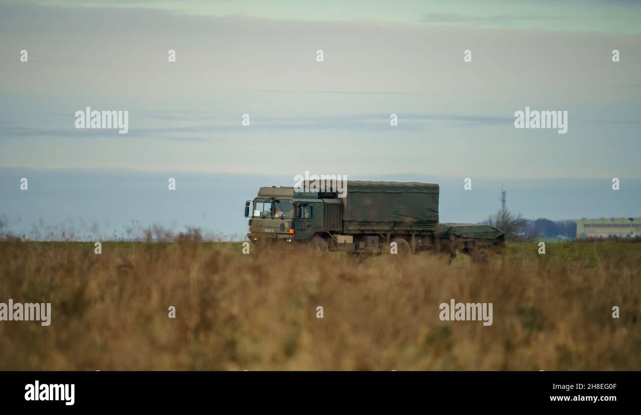 side profile of a British army MAN SV 4x4 logistics vehicle with ...