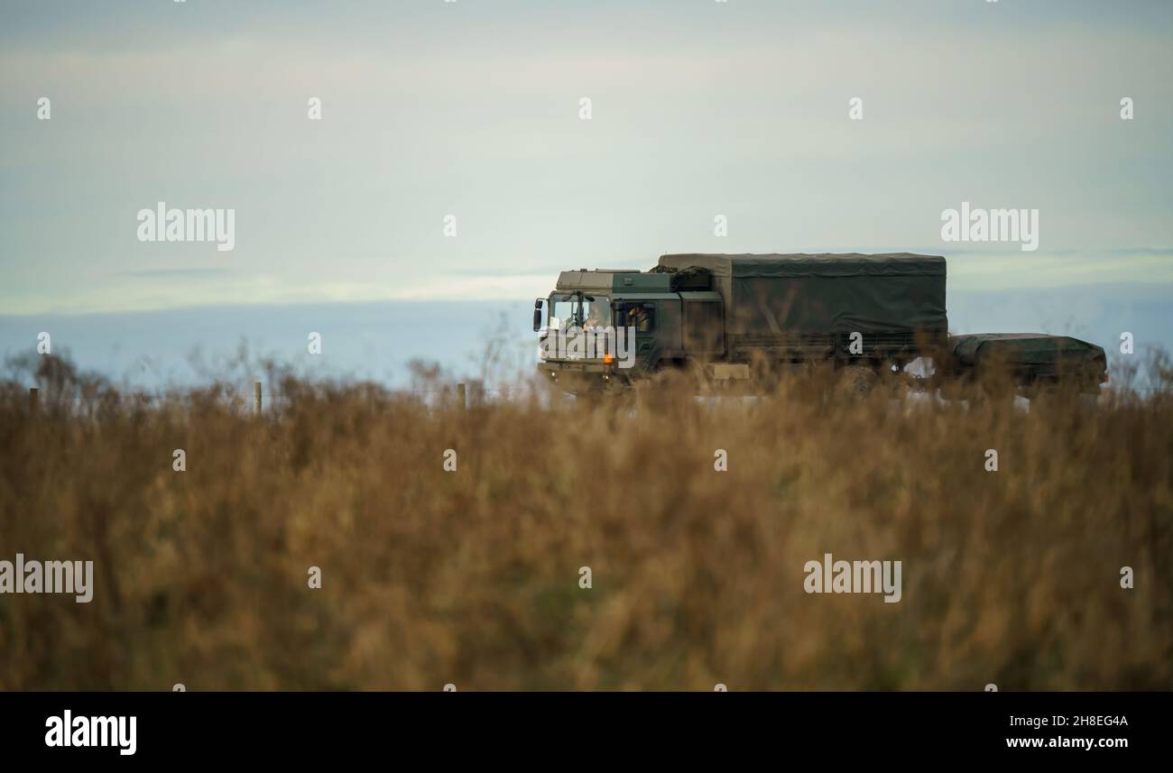 side profile of a British army MAN SV 4x4 logistics vehicle with ...