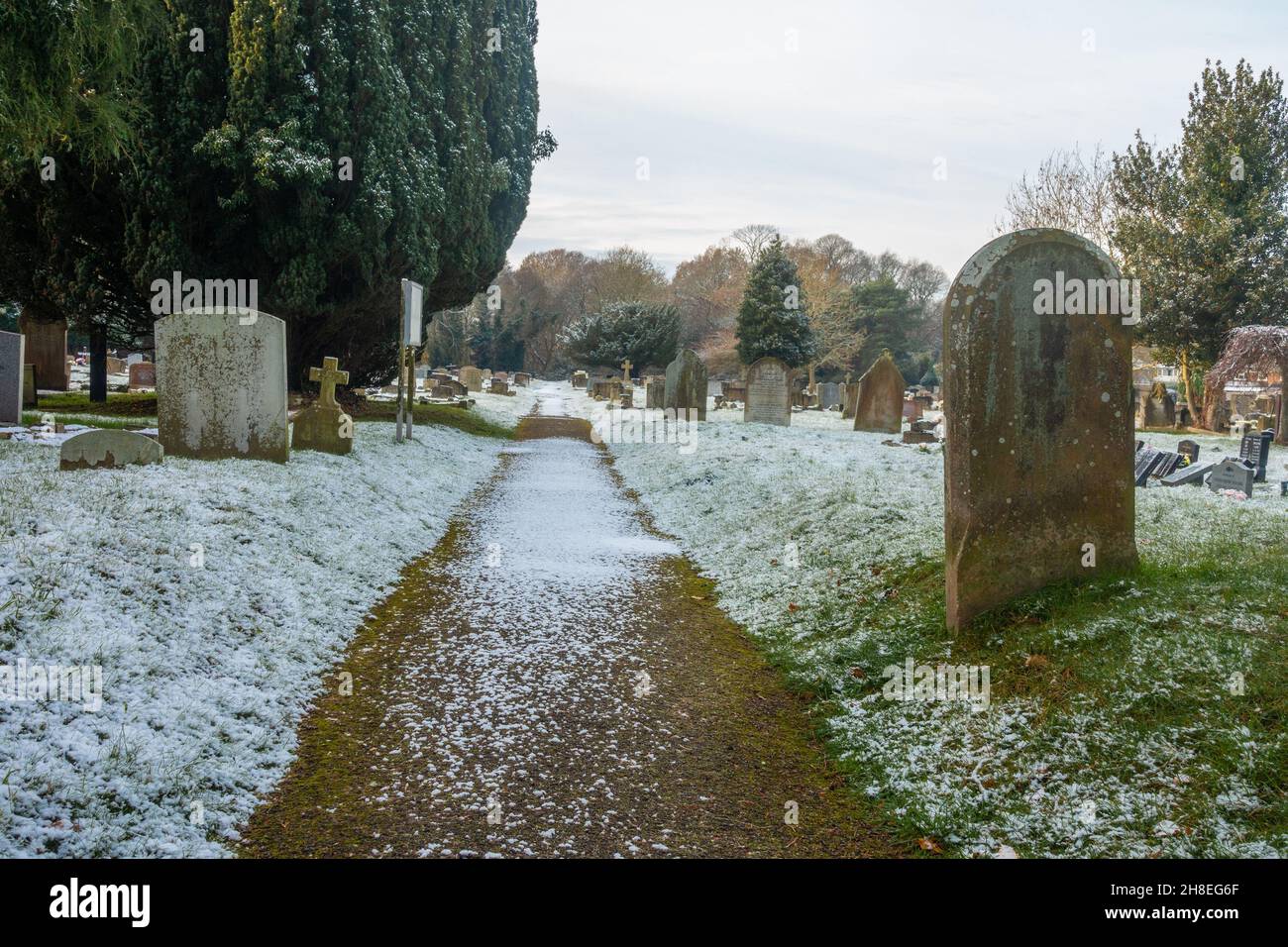 A view of the cemetery at St Michael's Church in Tilehurst Reading on a ...