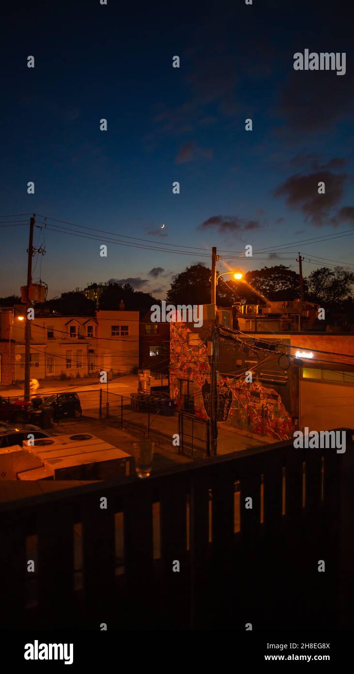 Night view of houses from a balcony Stock Photo - Alamy
