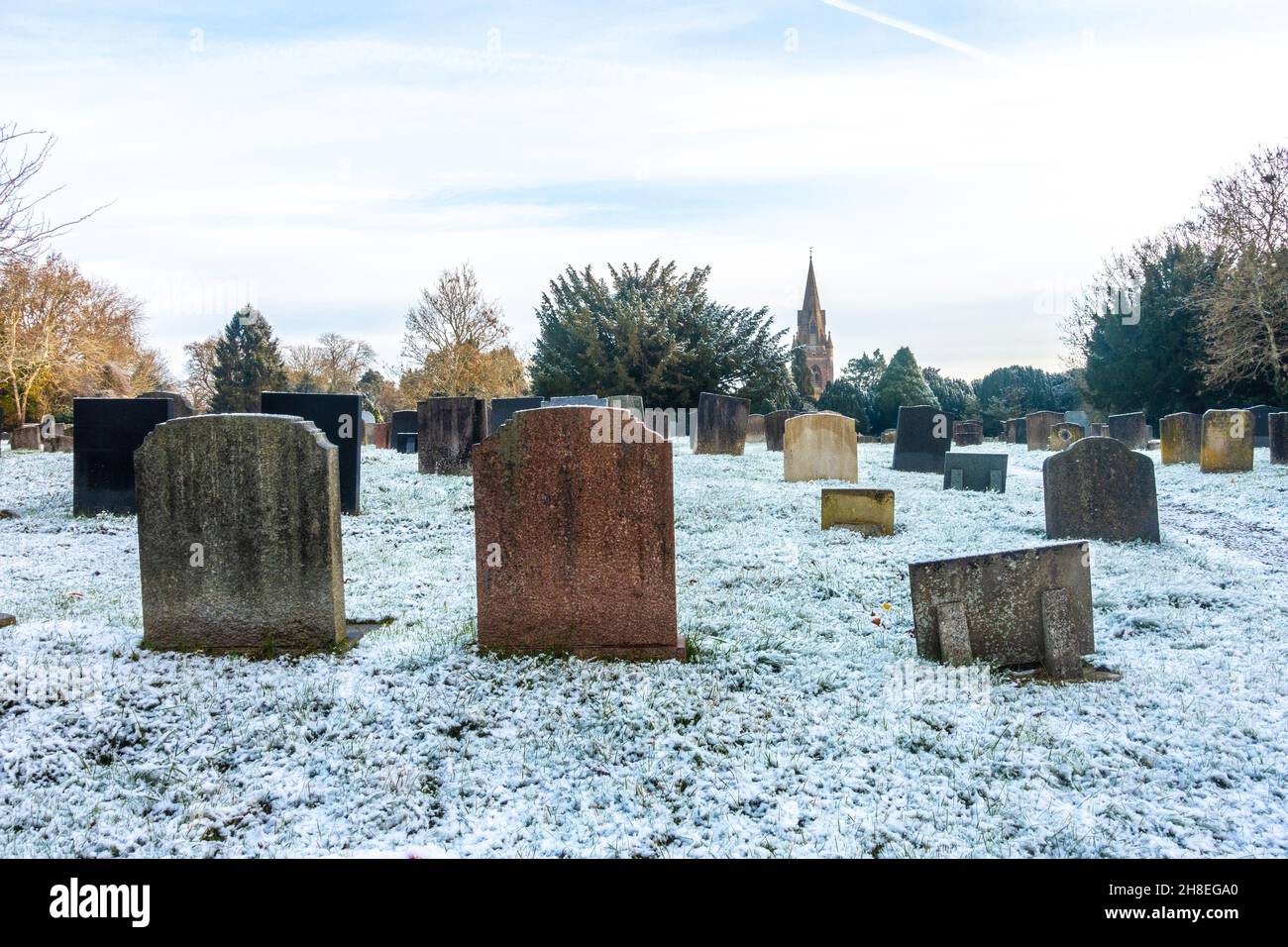 A view of the cemetery at St Michael's Church in Tilehurst Reading on a ...
