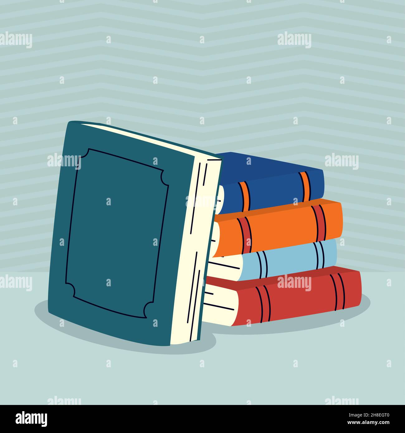 colorful books illustration on blue background Stock Vector Image & Art ...