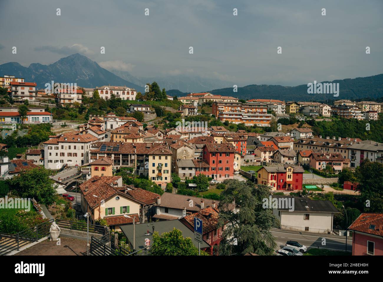 houses of beautiful Belluno town in Veneto province, northern Italy ...