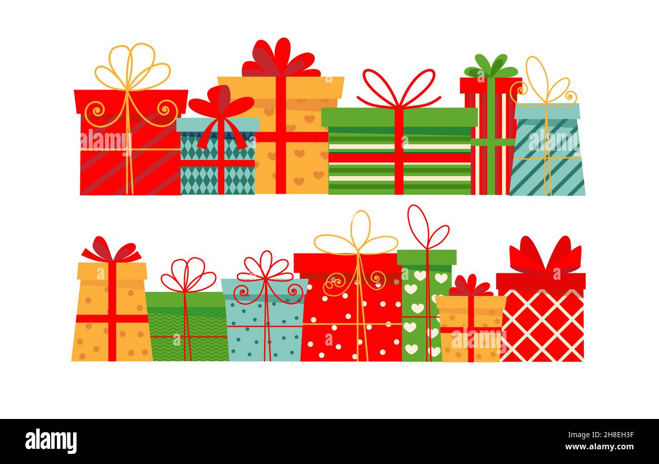 Pile gifts red ribbon Stock Vector Images - Alamy