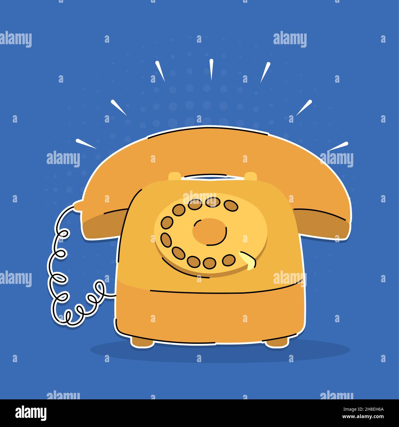 Old yellow dial telephone Stock Vector Images - Alamy