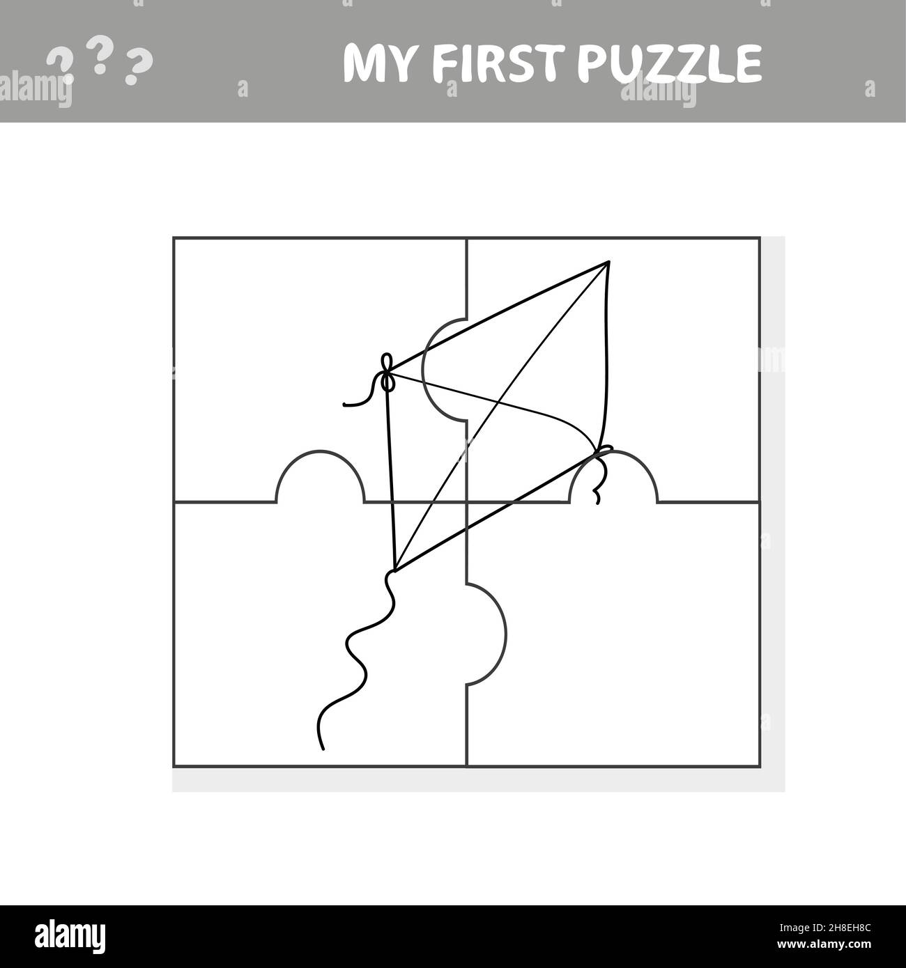Kite in cartoon style, education game for the development of preschool ...