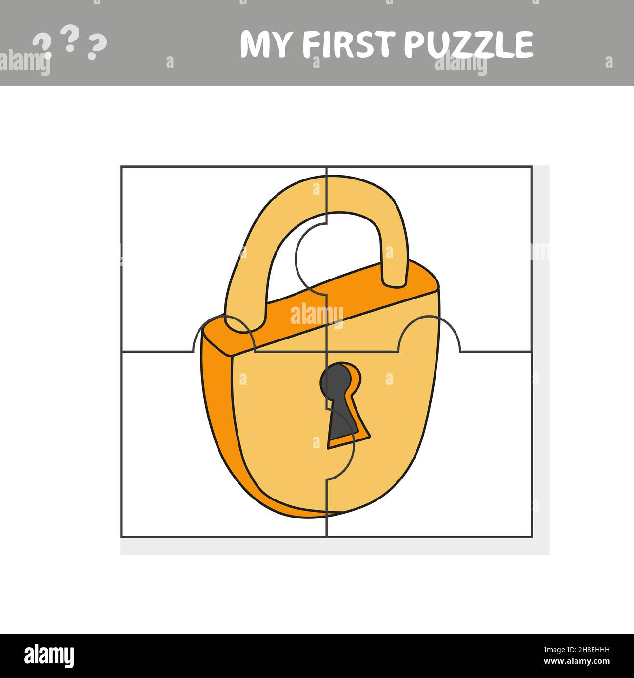 Lock. Education paper game for preshool children. Vector illustration ...