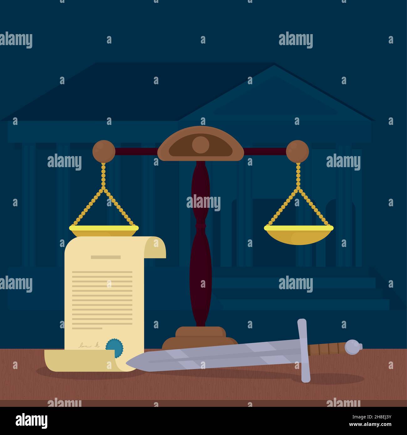 justice illustration with scale and sword Stock Vector Image & Art - Alamy