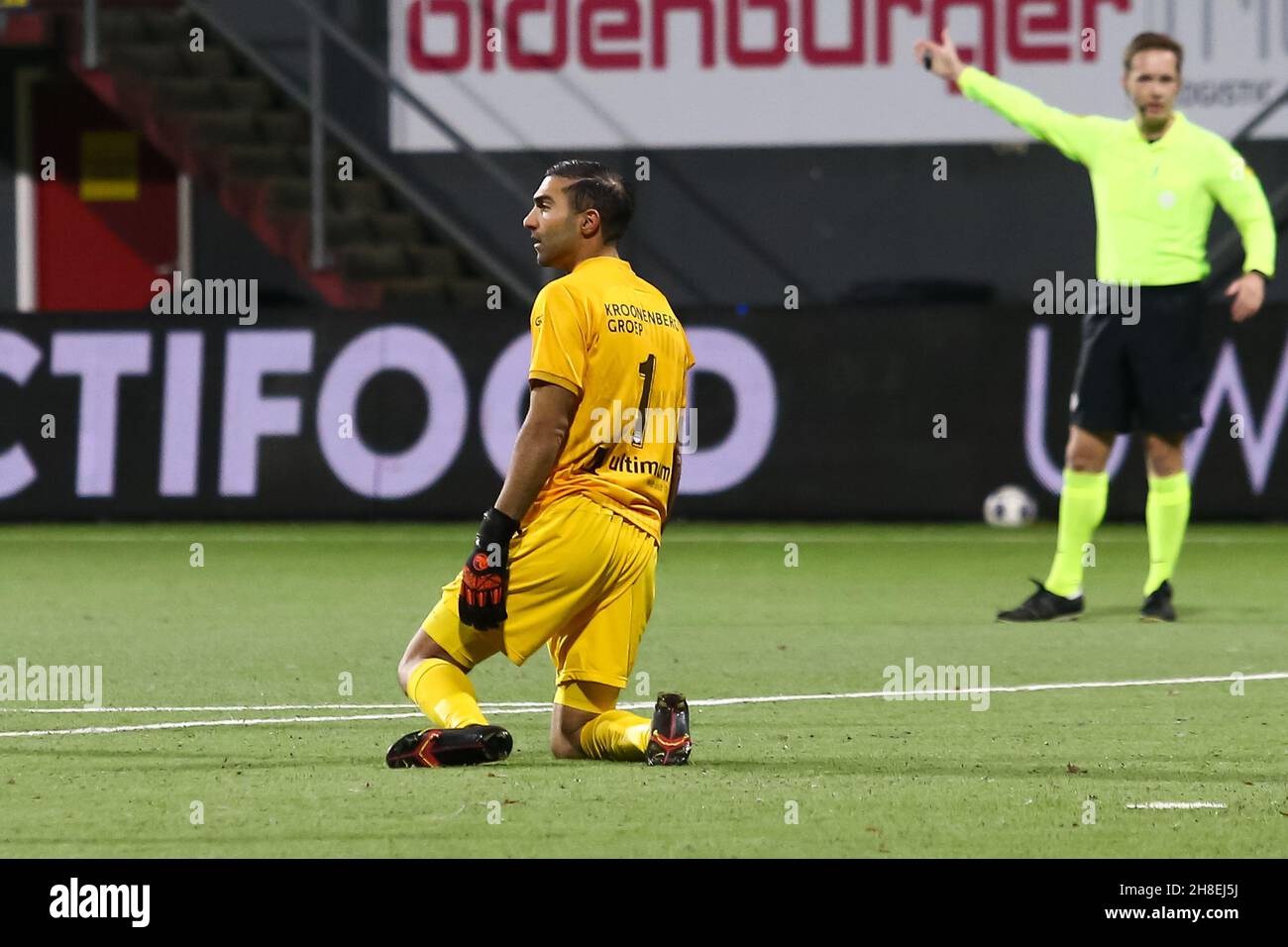 EMMEN, NETHERLANDS - NOVEMBER 29: Agil Etemadi of Almere City FC looks ...