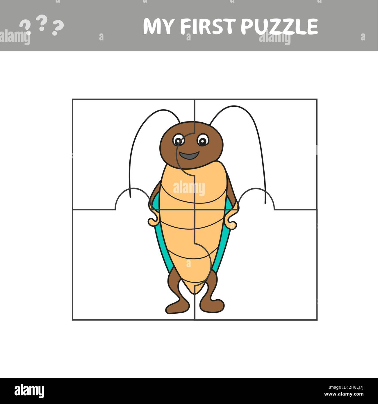 Cartoon Illustration of Education Jigsaw Puzzle Game for Preschool ...