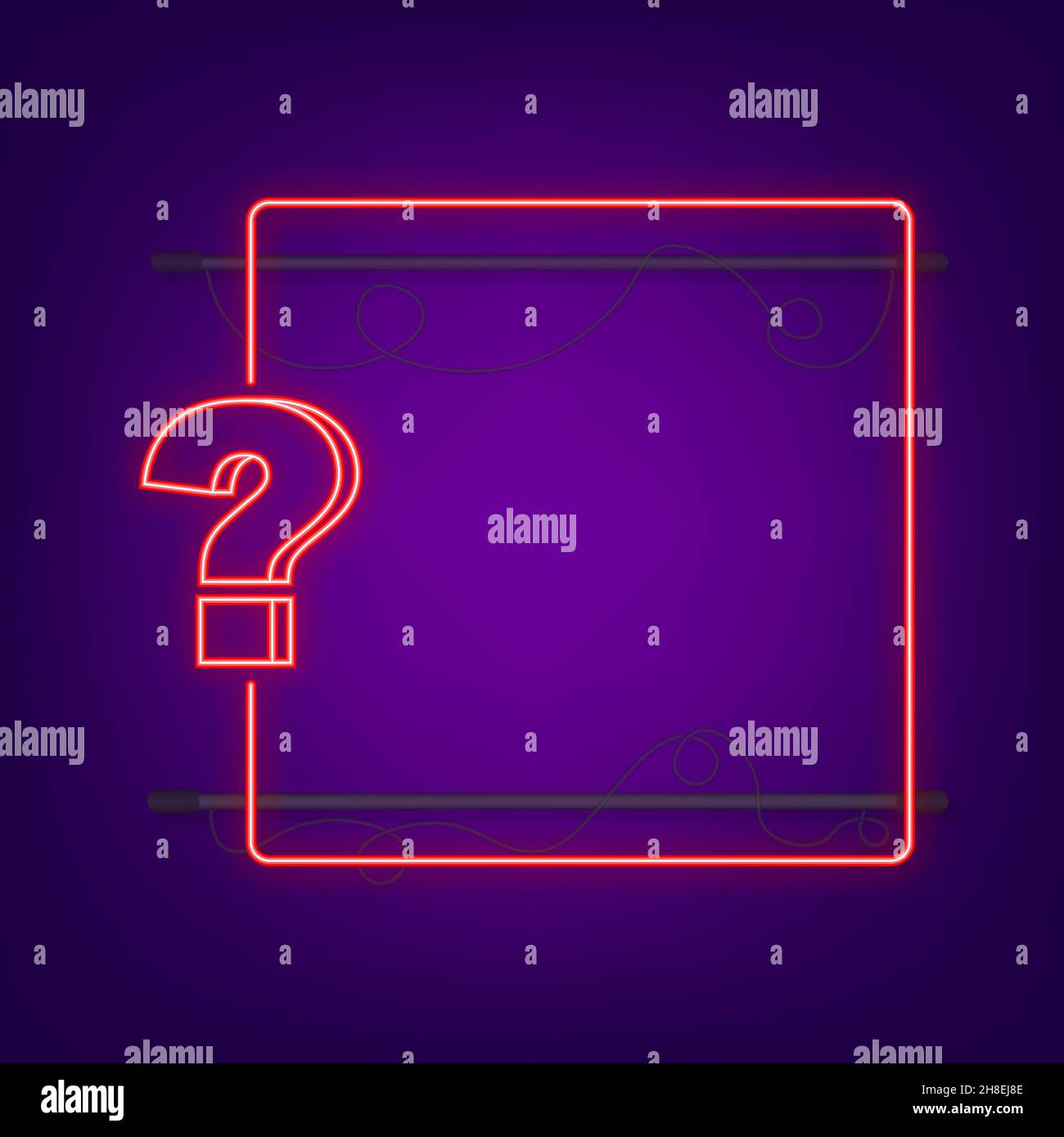 Neon quiz banner. Glowing question mark. Shining neon effect. Vector ...