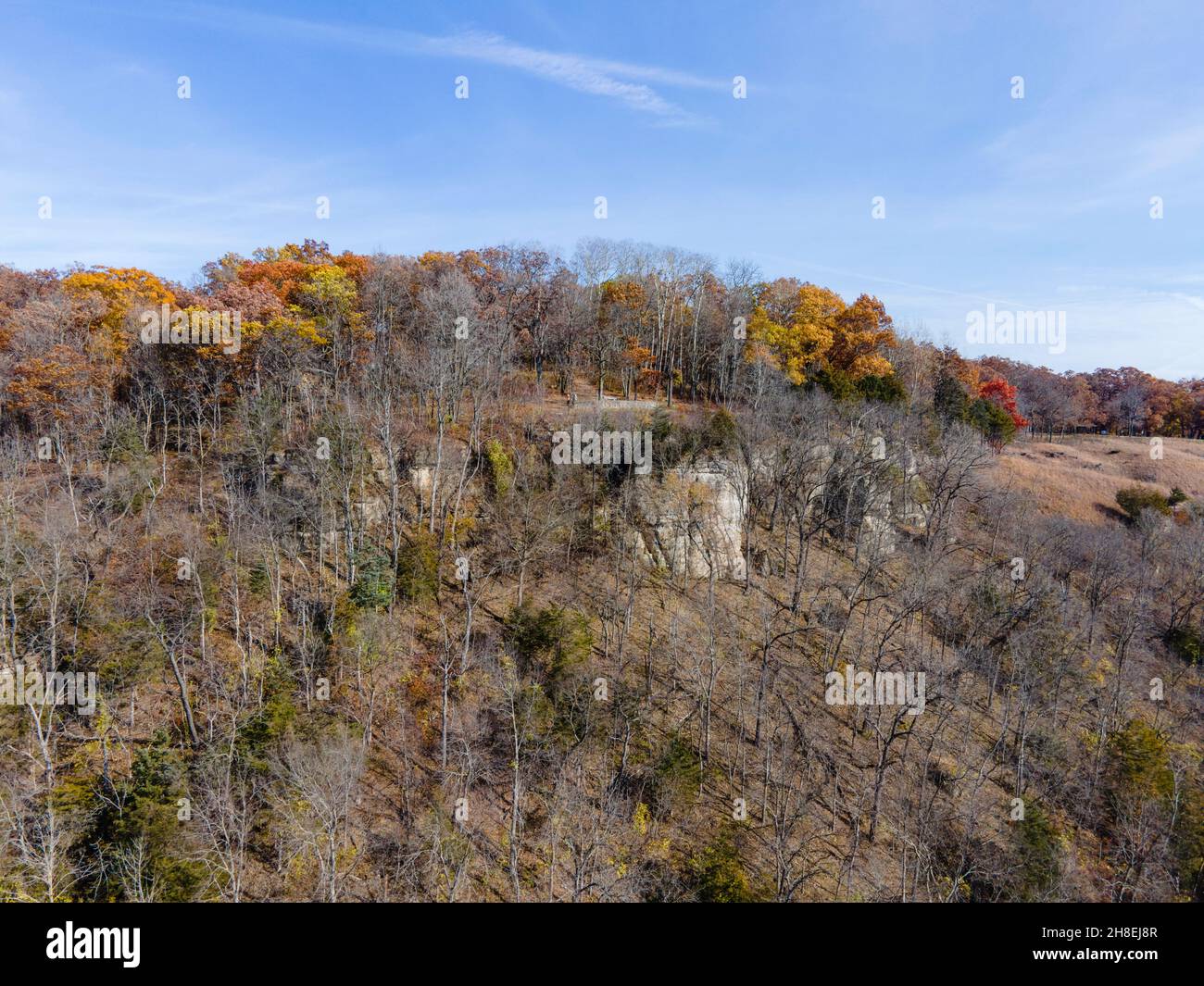 Aerial photograph of Nelson Dewey State Park on a beautiful autumn ...