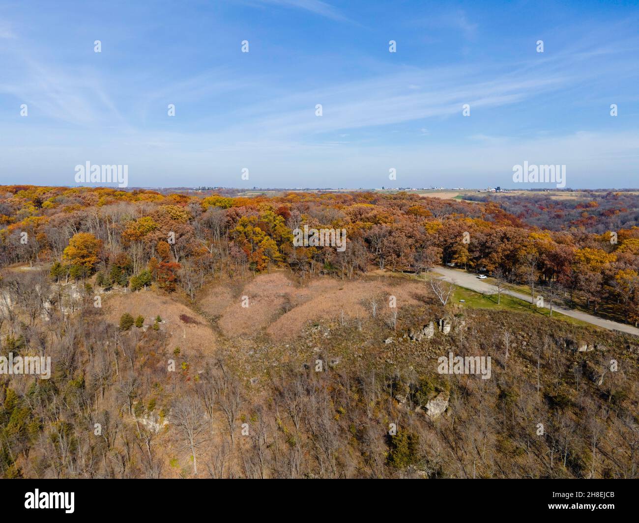 Aerial photograph of Nelson Dewey State Park on a beautiful autumn ...
