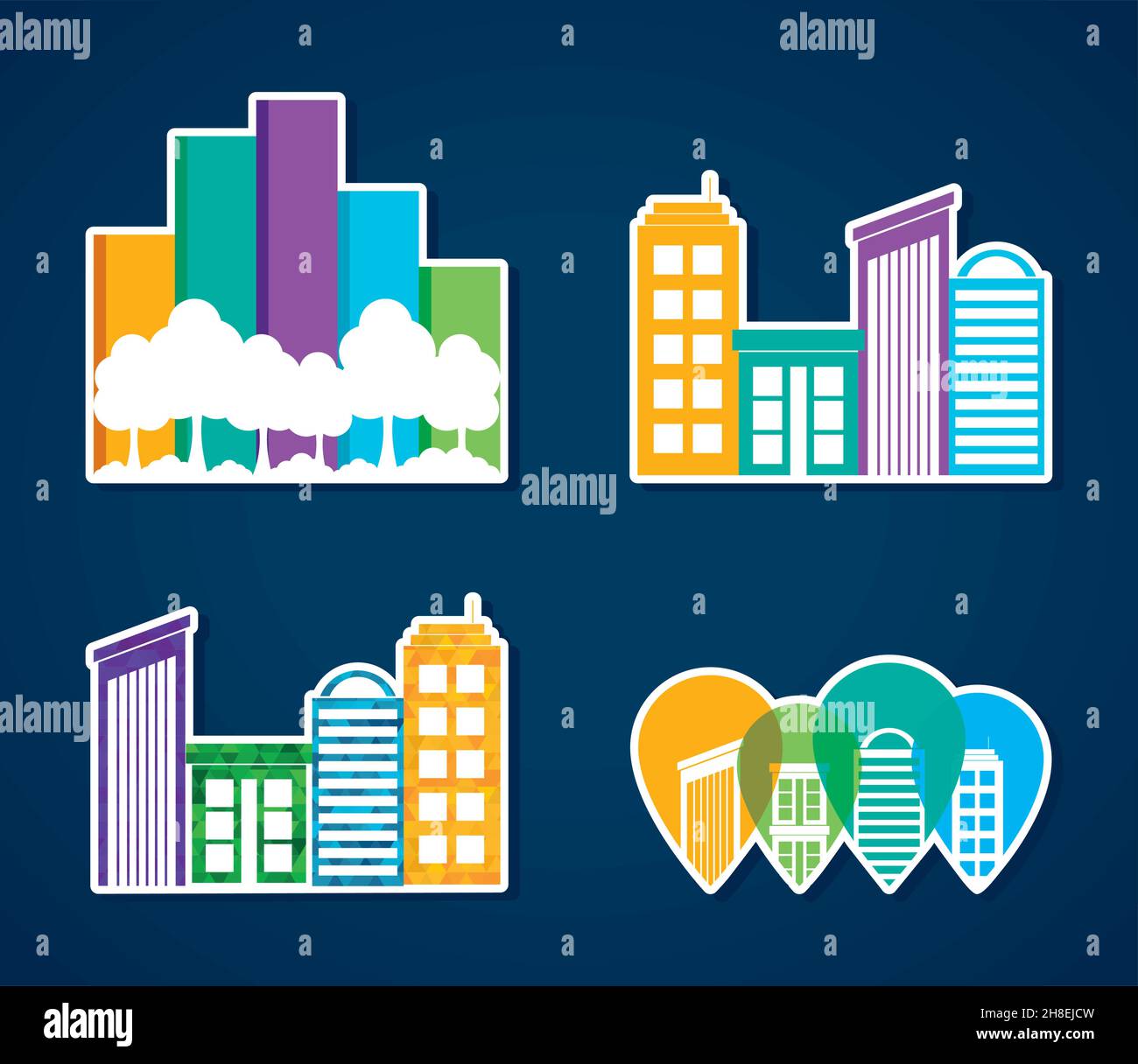abstract city buildings icon set Stock Vector Image & Art - Alamy
