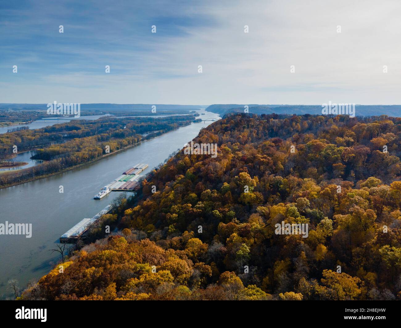 Aerial photograph of the Upper Mississippi River Valley on a beautiful ...