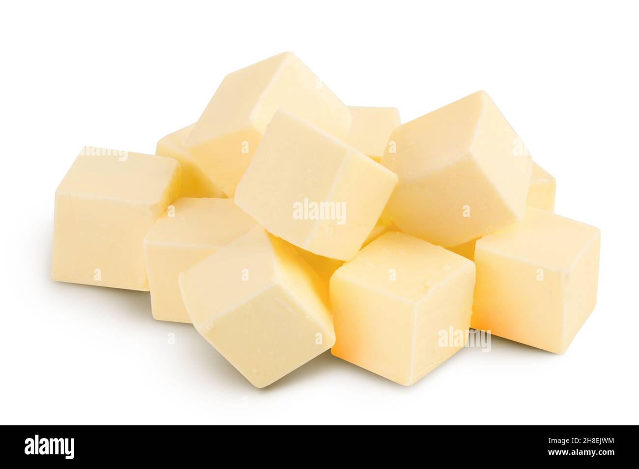 butter cube isolated on white background with clipping path and full ...