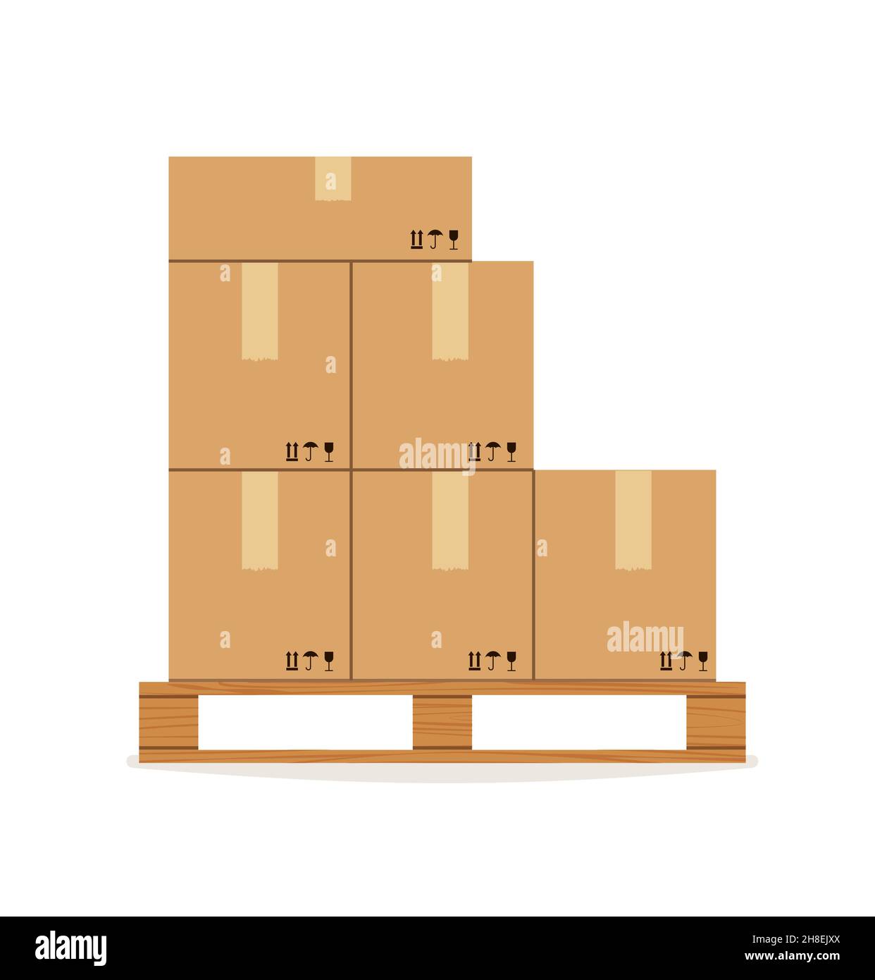 Cardboard boxes on wooden pallet Stock Vector Images - Alamy