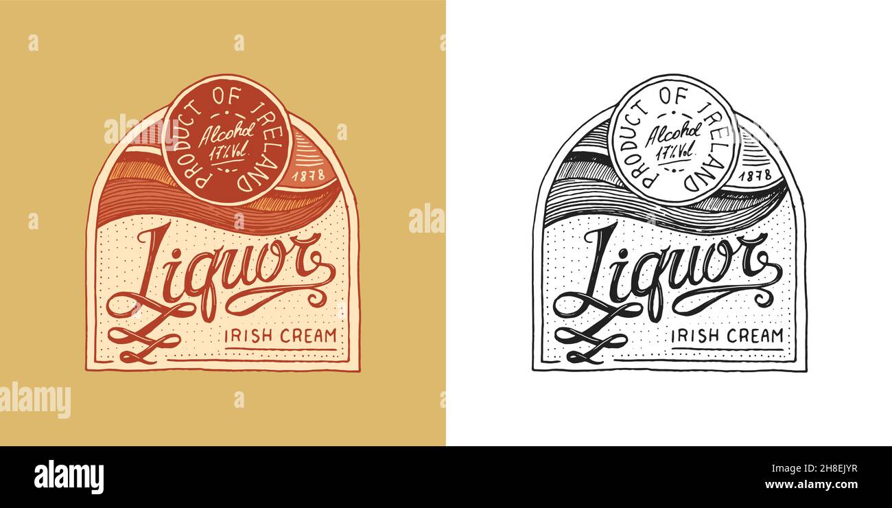 Liquor label badge. Strong Alcohol logo with calligraphic element ...