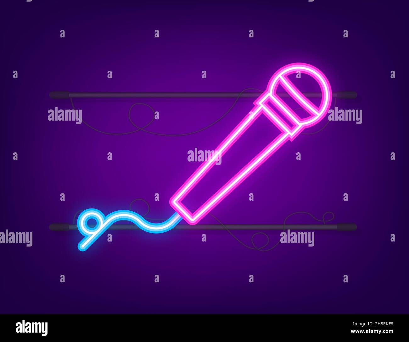 Music neon icon in flat style. Music, voice, record icon. Vector stock ...