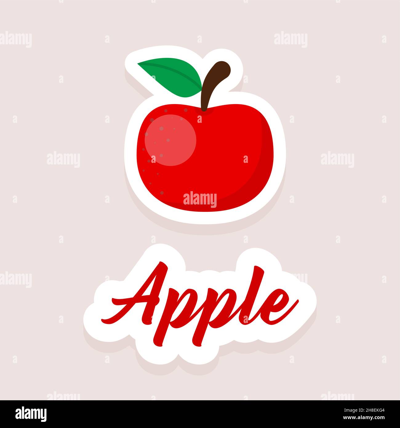 Cute vector sticker fruit apple icons. Flat style. EPS 10 Stock Vector ...