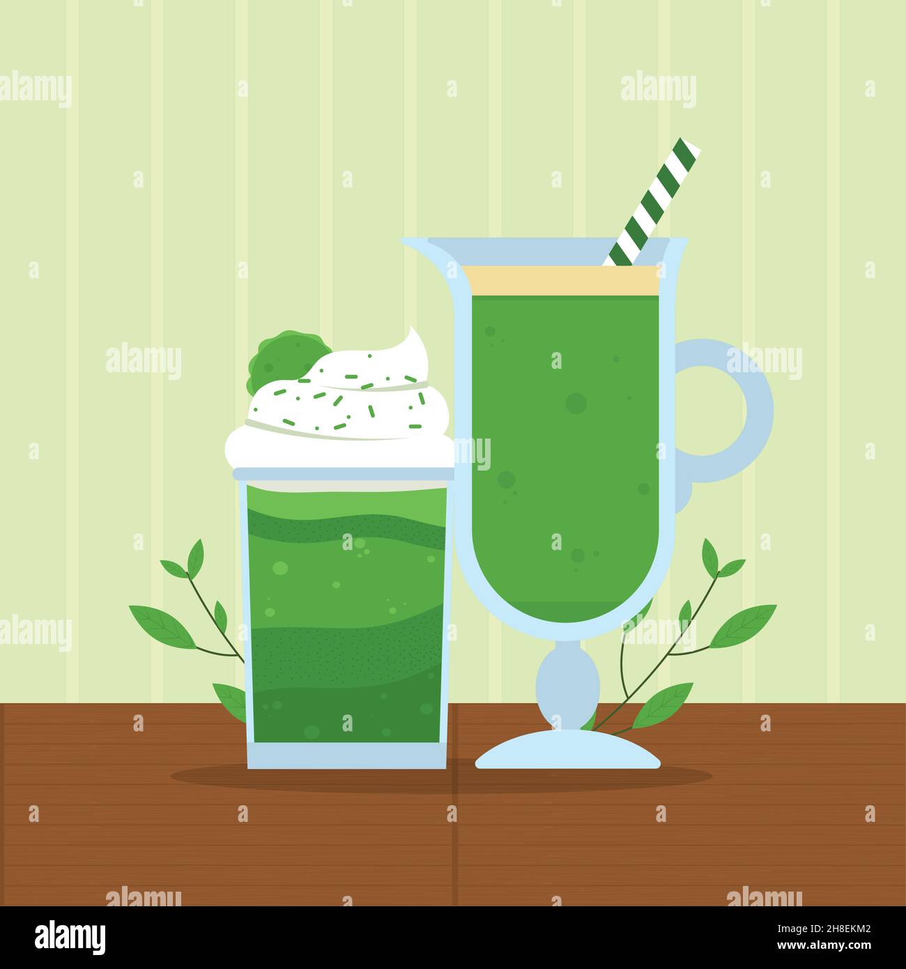 Powdered green tea, matcha, tea, Stock Vector Images - Alamy