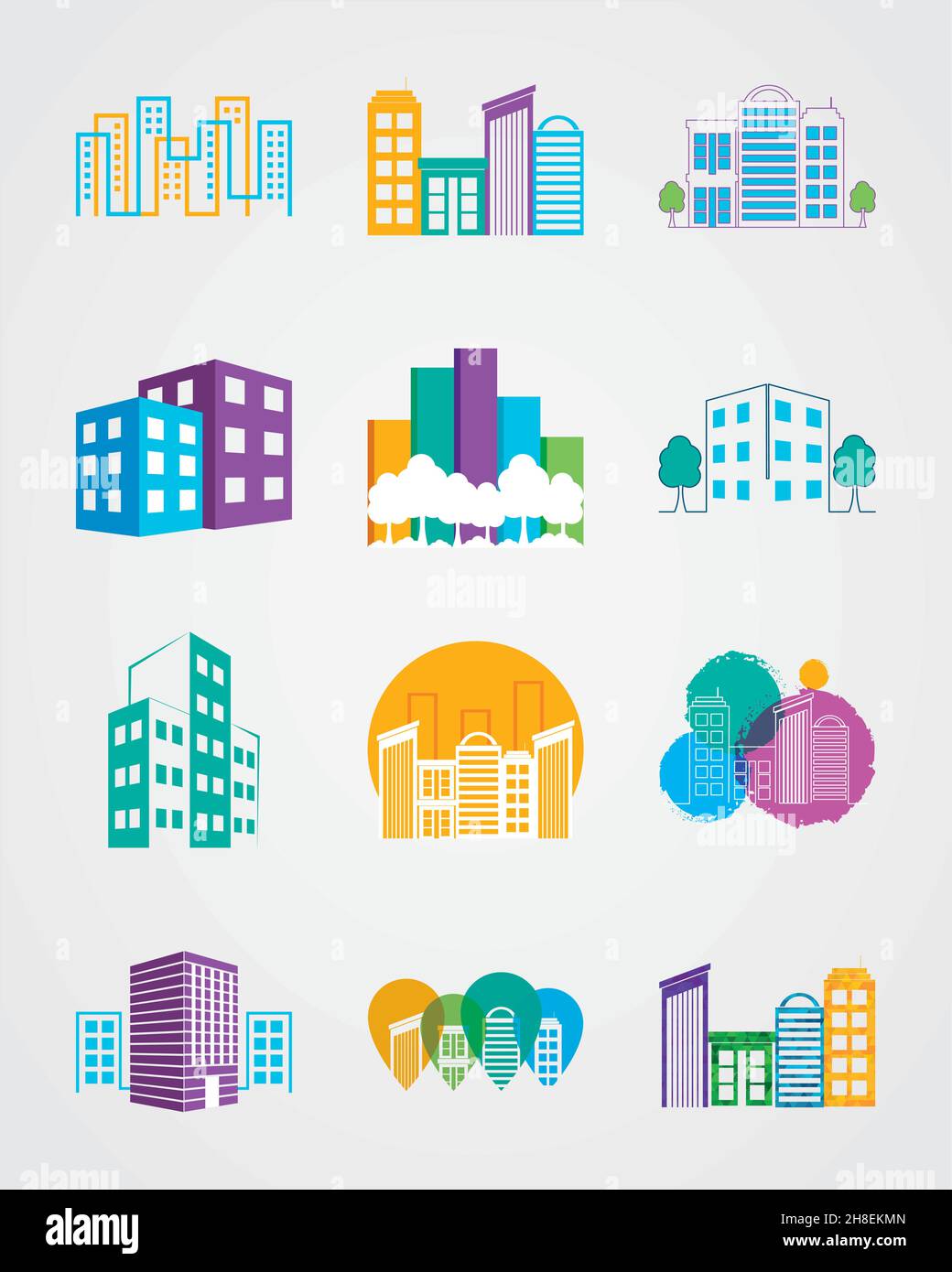 abstract buildings icon set design Stock Vector Image & Art - Alamy
