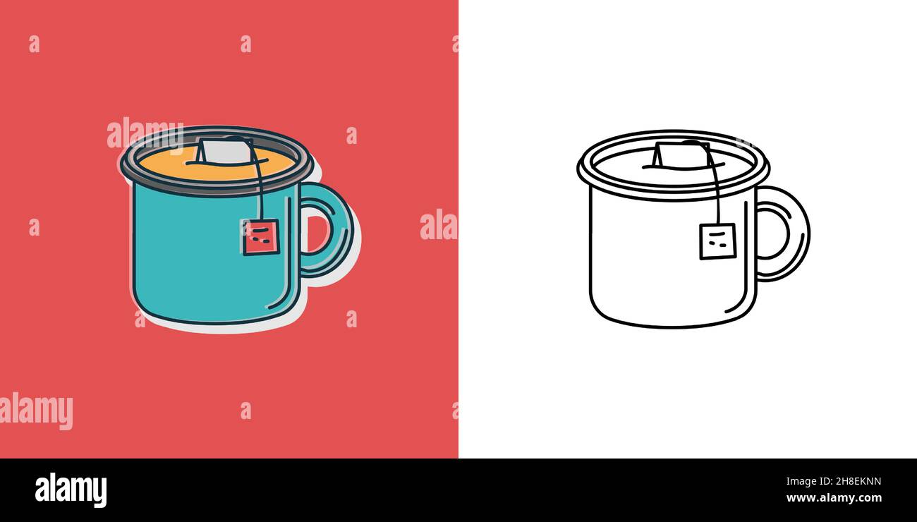 Cup of tea. Camping logo. Travel and trips symbol. Hiking element for ...