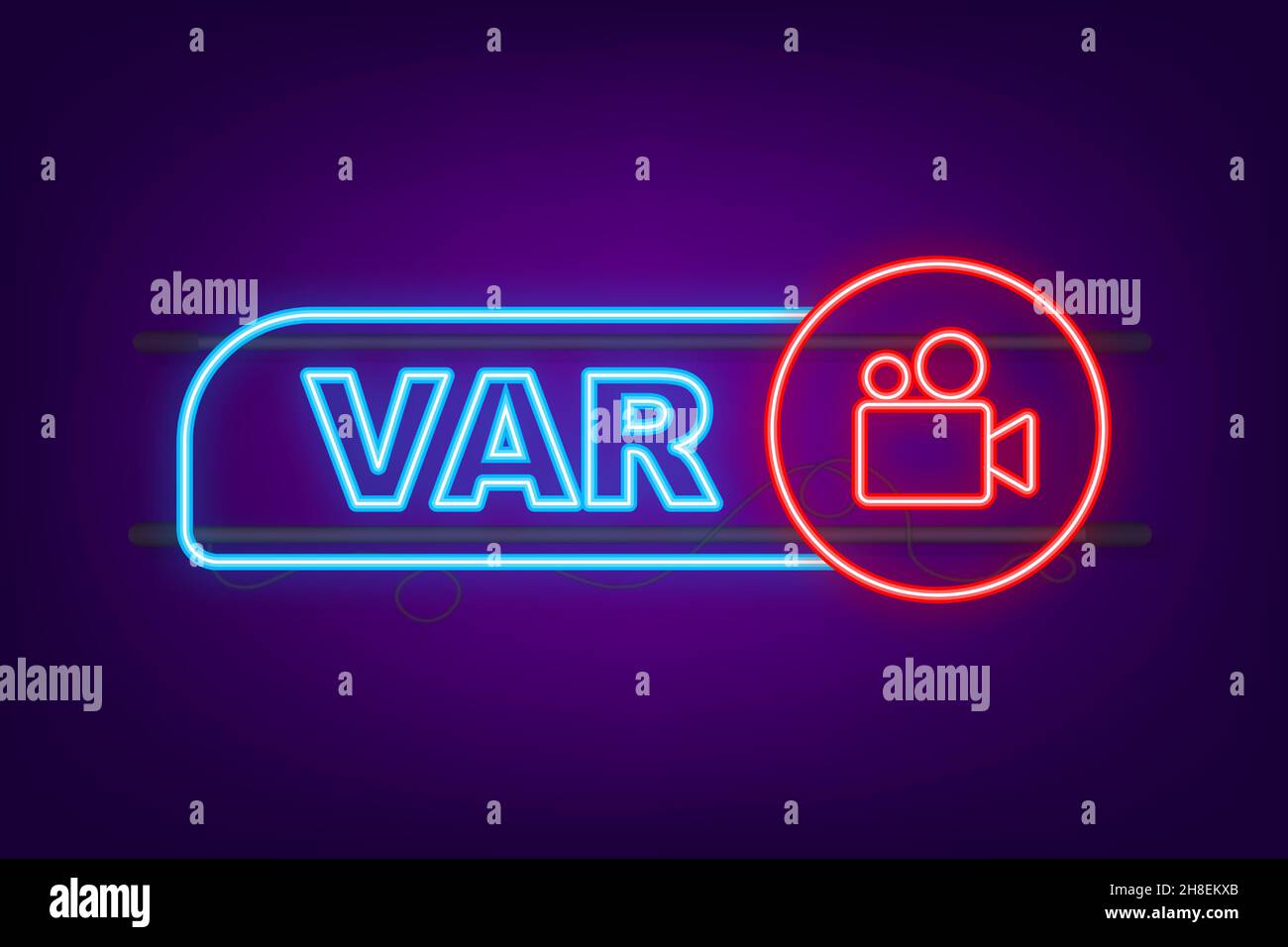 Soccer, football VAR System on the TV screen neon. Vector stock ...