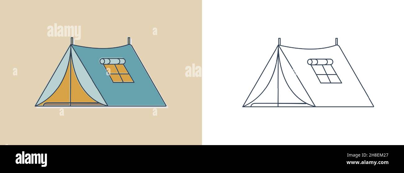 Camping tent. Travel and trips symbol. Hiking element for print ...