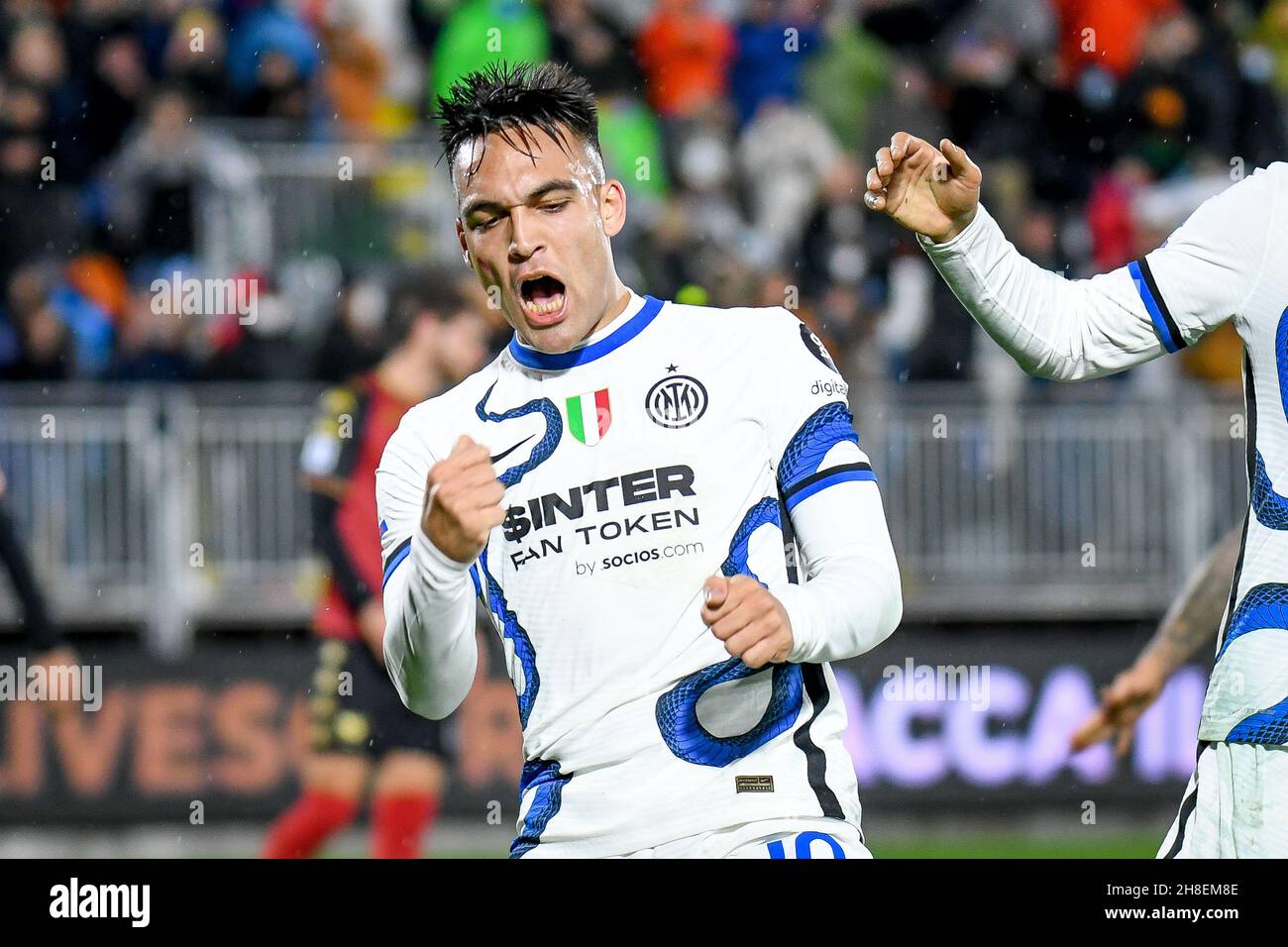 Venice, Italy. 27th Nov, 2021. Inter's Lautaro Martinez celebrates ...