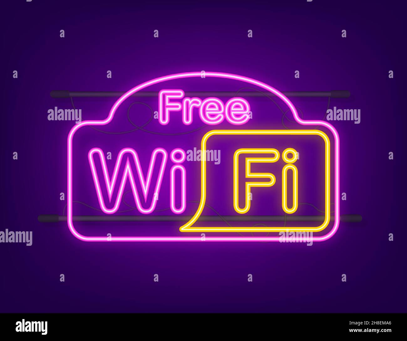Free wifi zone blue icon. Free wifi here sign concept. Neon icon ...