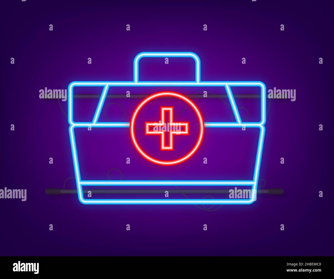 Infographic with healthcare neon icon for medical design. Medical ...