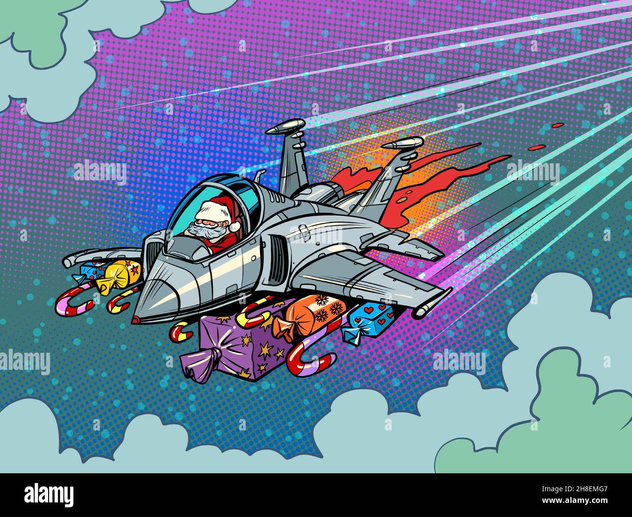 Santa Claus is flying on a stormtrooper plane with gifts instead of ...