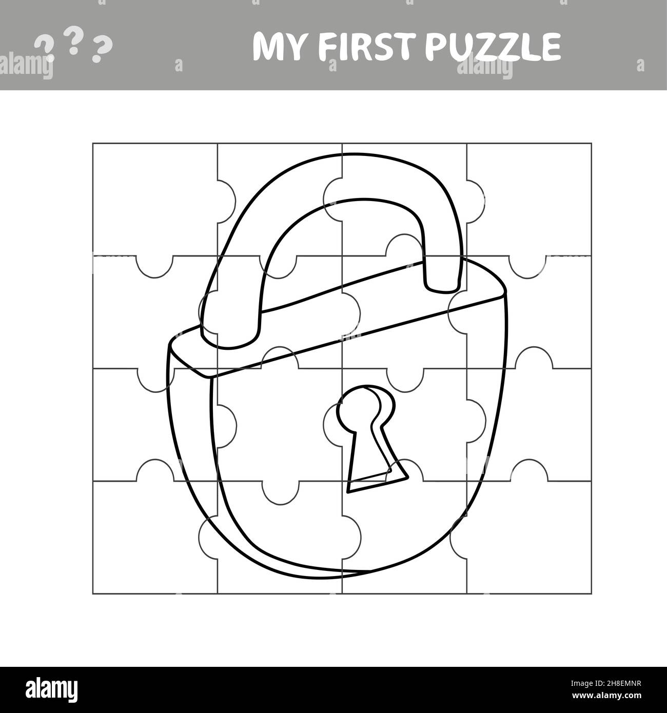 Lock. Education paper game for preshool children. Vector illustration ...