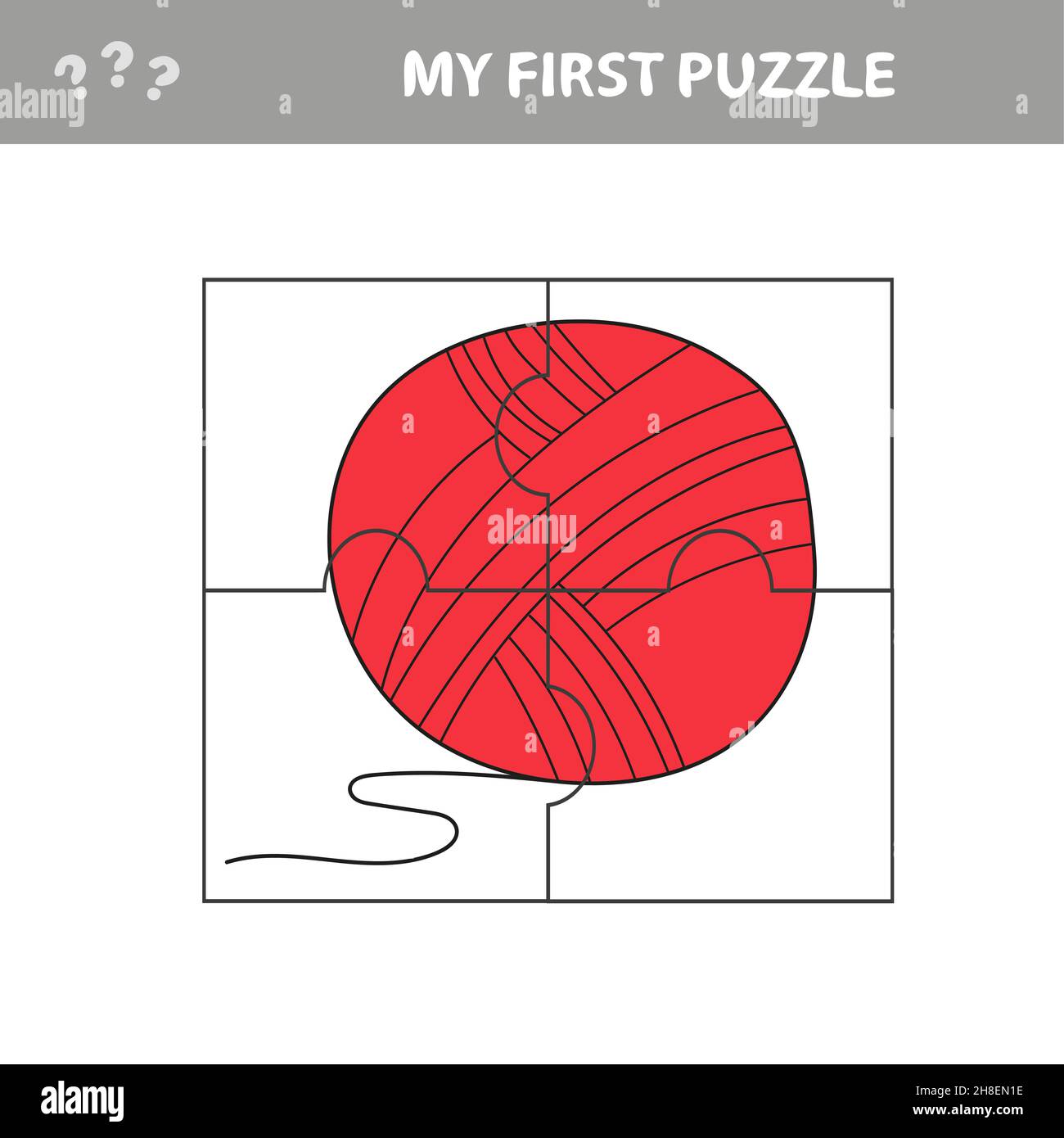 Jigsaw puzzle with yarn. Visual educational puzzle for children. My ...