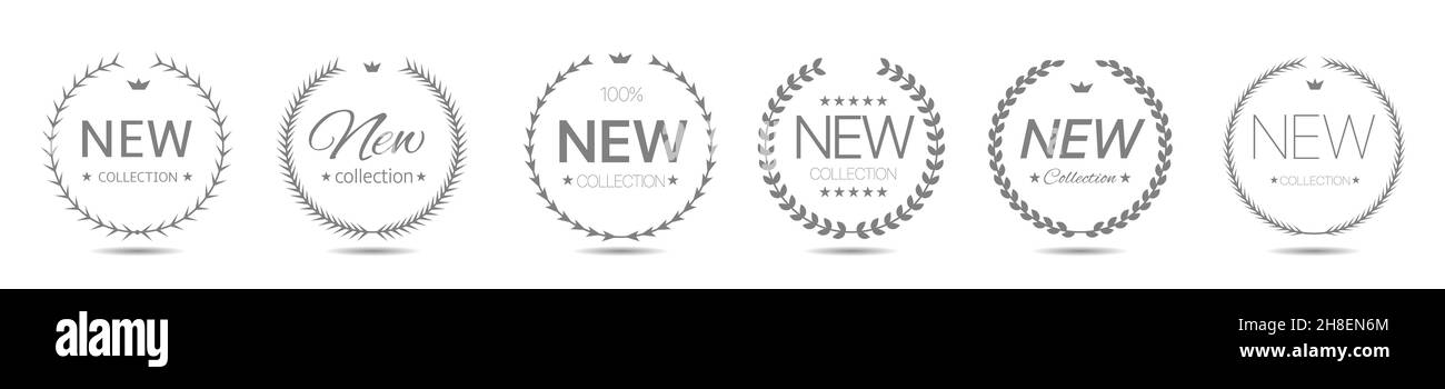 New collection grey laurel wreath label set Stock Vector Image & Art ...
