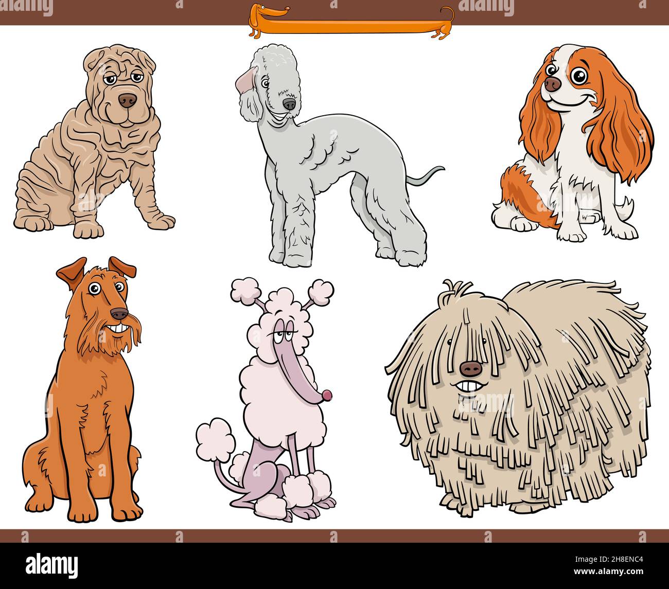 Cartoon illustration of funny purebred dogs comic characters set Stock ...