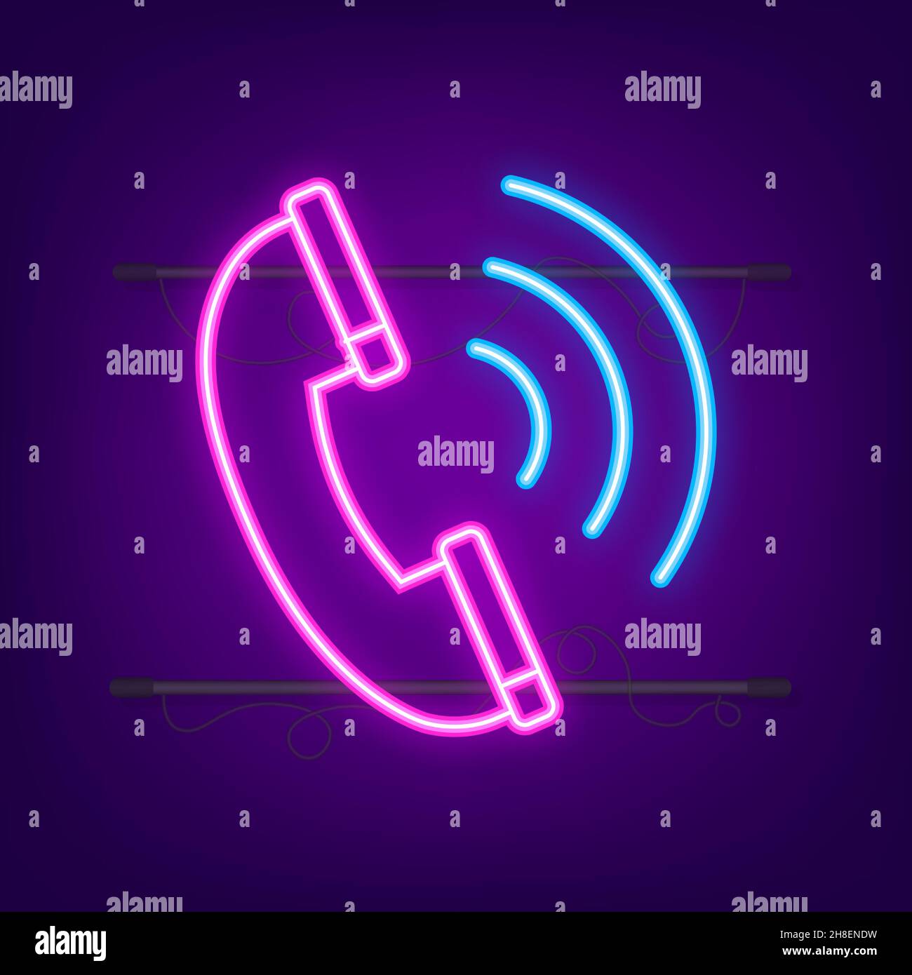 Neon phone communication icon. Vector stock illustration Stock Vector ...