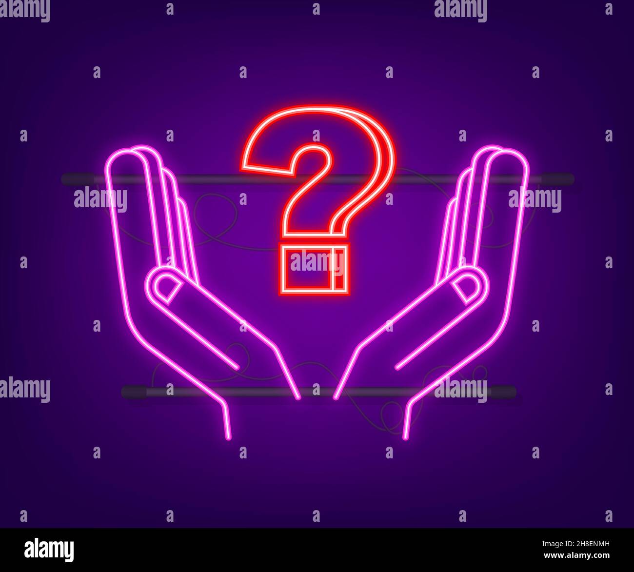 Neon question mark in hands for concept design. Technology vector ...