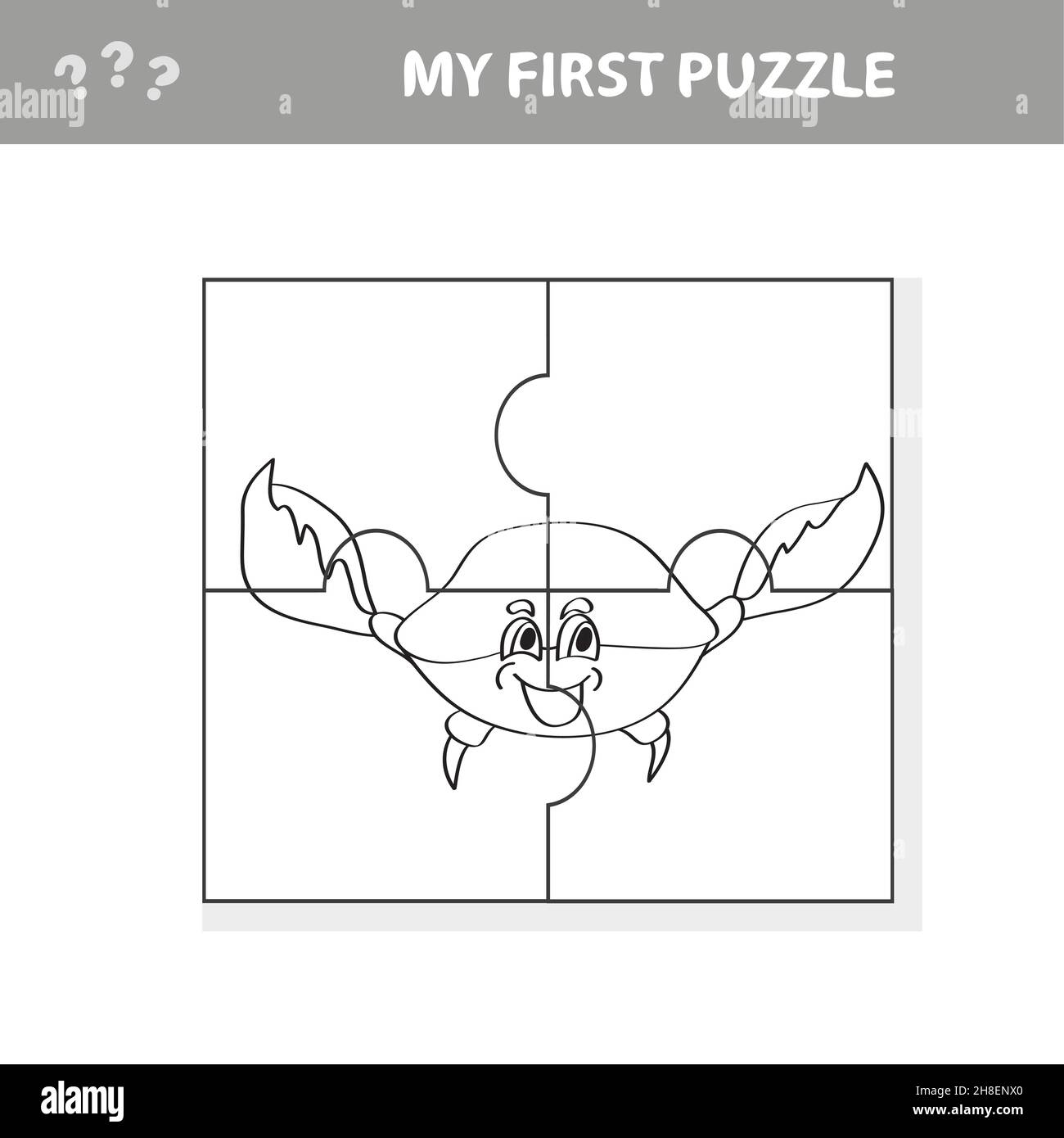 Puzzle kids activity. Animals theme. Funny little Crab. Activity for ...