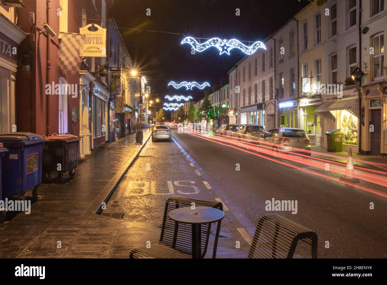 Pearse Street, Clonakilty at night Stock Photo - Alamy